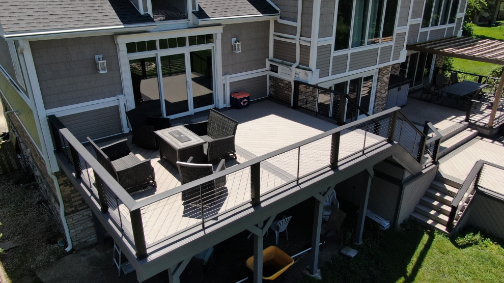 TimberTech Slate Gray Deck with cable rails in McHenry, IL - Deck ...