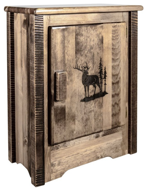 Montana Woodworks Homestead Wood Accent Cabinet with Elk Design in ...