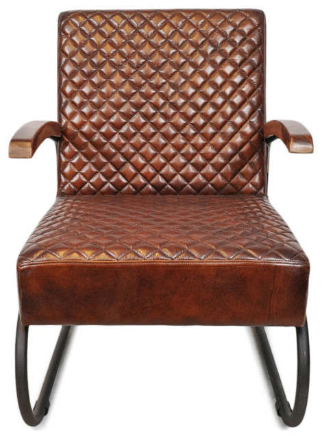 Retro Chestnut Quilted Leather Easy Chair - Industrial - Armchairs And ...