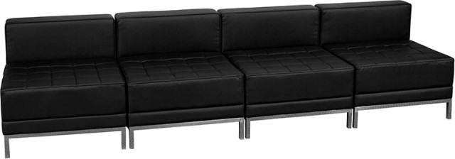 Black Leather Lounge Set, 4 PC - Contemporary - Sectional Sofas - by ...