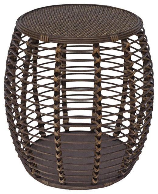 Gallerie Decor Java Transitional Rattan End Table in Espresso/Gray ...