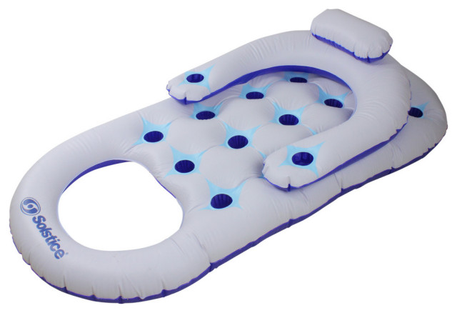 64" Inflatable Solstice Blue and White Lounge Inflatable Swimming Pool ...
