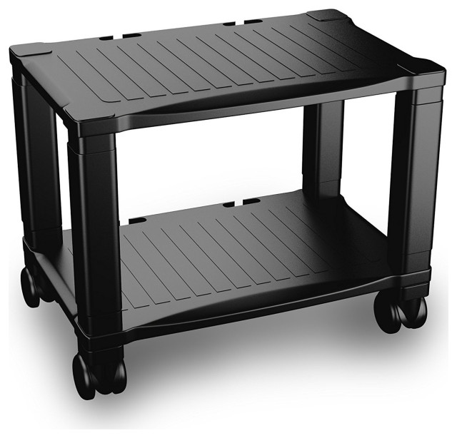 2-Tier Office Desk Organizer Rolling Cart Compact Portable Under-Desk ...