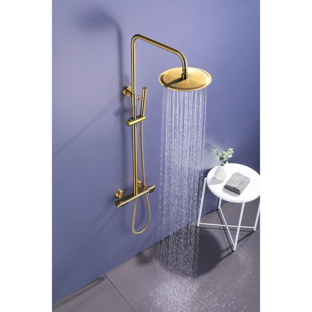 Wall-mounted Thermostatic Bathroom Shower set, Brushed Gold ...