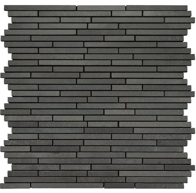 12"x12" European Basalt Honed Bamboo Sticks Mosaic 10 Pieces, 50 Pieces ...