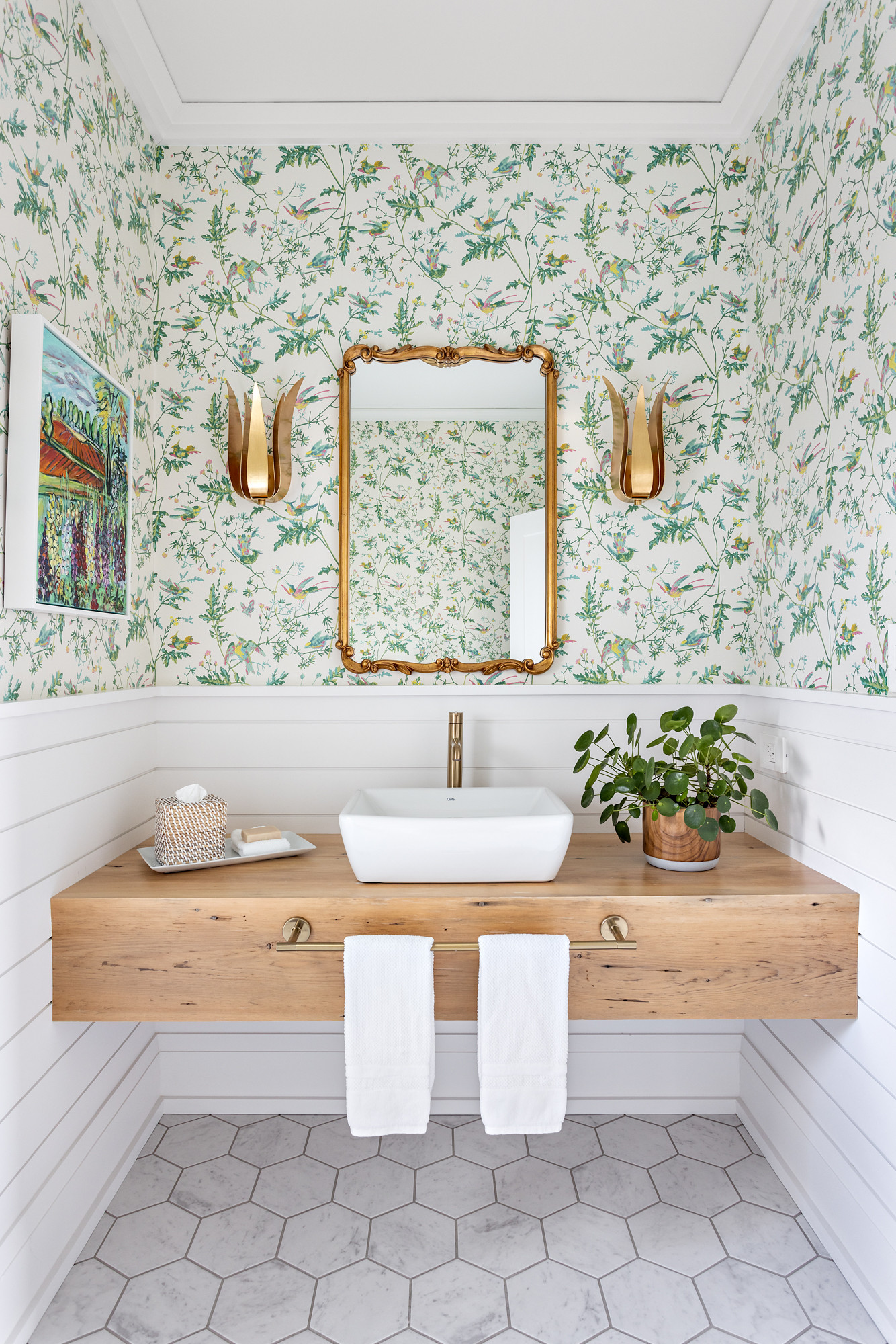 Wallaper Powder Room Tile