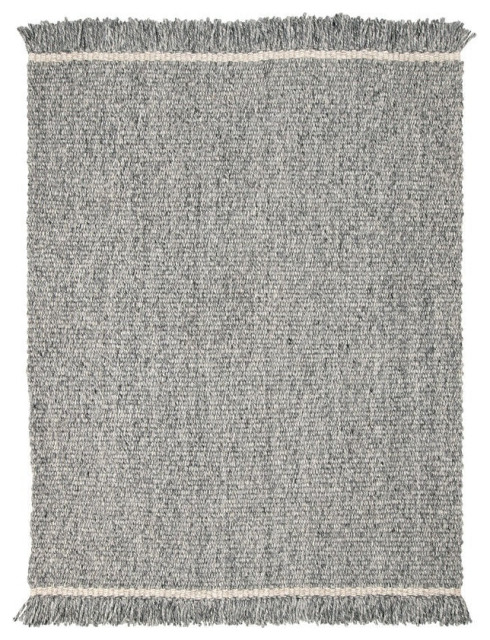 Elmo Gray Solid Handmade Reversible Wool Rug, 67"x 93" - Contemporary ...