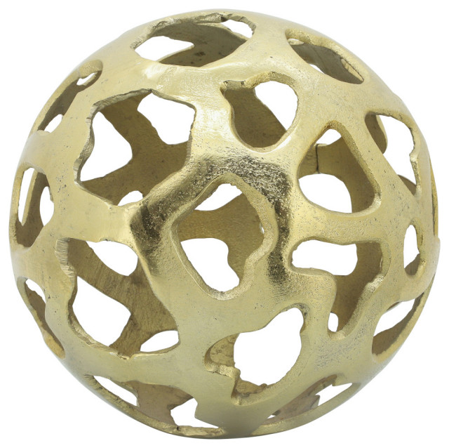 Metal 10" Cut-Out Orb, Gold - Contemporary - Decorative Objects And ...