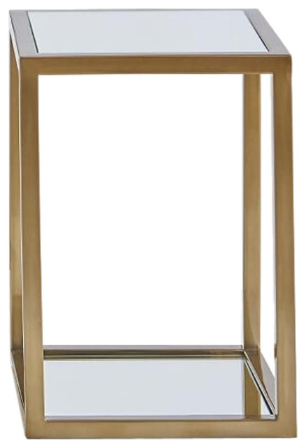 Minimalist Mirrored Square Brass Metal Pedestal Stand Table Planter ...