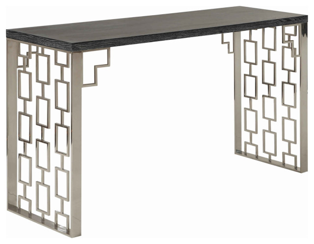 Benzara BM10114 Wooden Top Console Table, Lattice Cut Side Panel, Gray ...