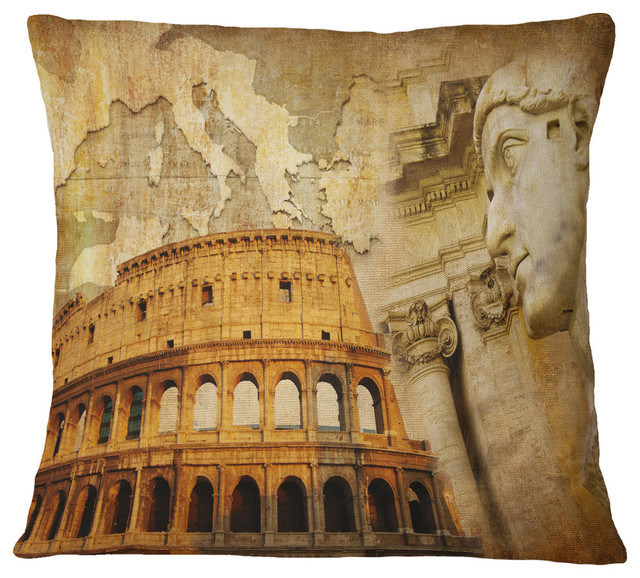 Great Roman Empire Digital Art Collage Throw Pillow, 16"x16 ...