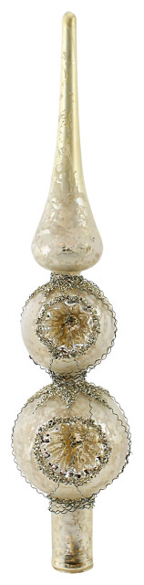 Tree Topper Finial White Indent Tree Topper Glass Gilded Wire Christmas ...