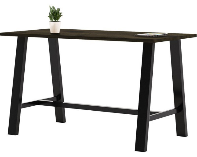 KFI Midtown 3' x 6' Wood Top Bar Height Conference Table in Barnwood ...