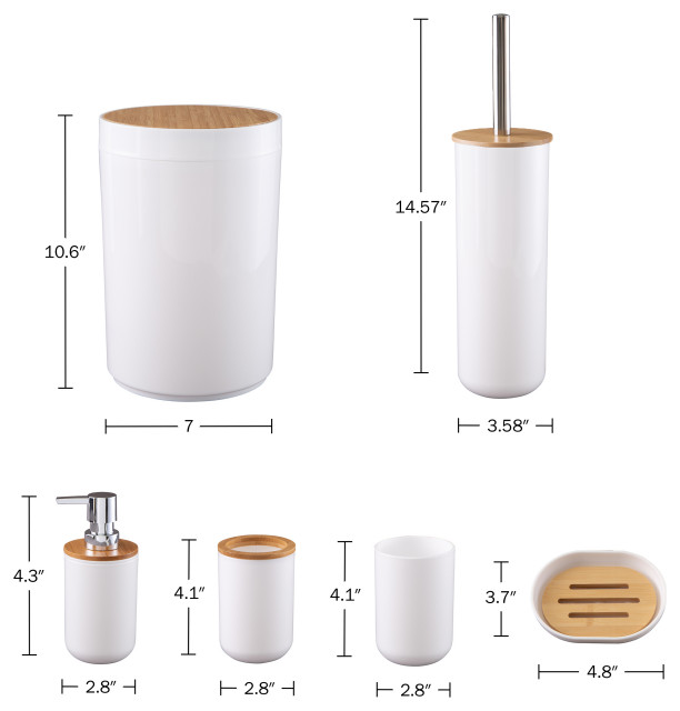 6-Piece Bathroom Accessories Set Complete Set - Scandinavian - Bathroom ...