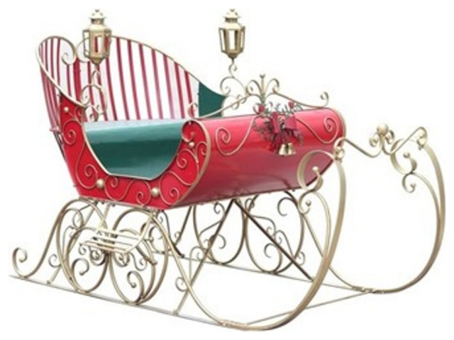 Large Victorian Christmas Sleigh, Red, Green, Gold - Traditional ...