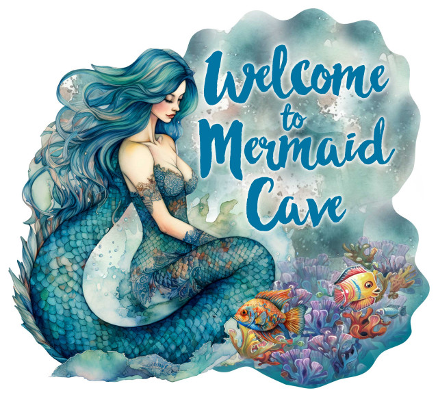 Welcome To Mermaid Cave Door Decor Welcome Sign Decor - Traditional ...