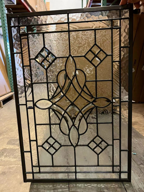 All clear beveled glass hanging window Panel 16"x24" - Traditional ...