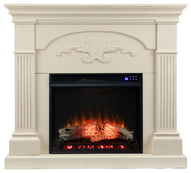 Glazenbury Electric Fireplace, Ivory - Traditional - Indoor Fireplaces ...