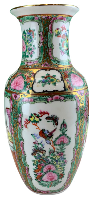 Vintage Green And White Porcelain Vase - Asian - Vases - by Pasargad DC ...