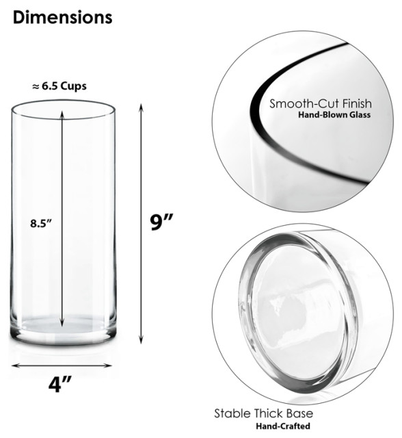 Glass Cylinder Vases in 4 inches Diameter for Wedding and Parties ...