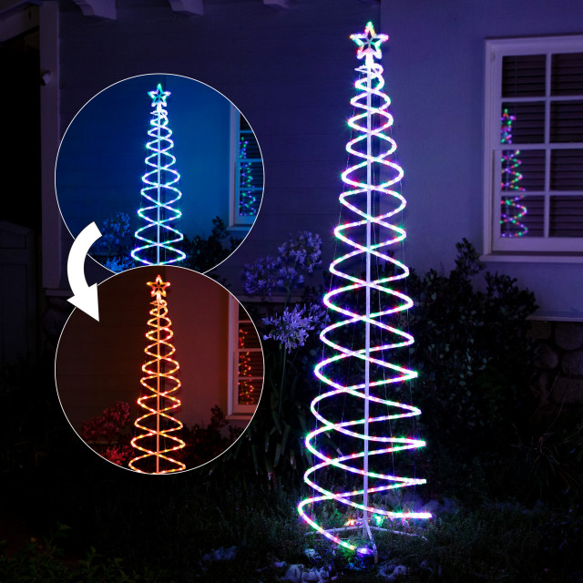Spiral Multi-Function Over 7 Feet Tall Christmas Tree with Multicolor ...