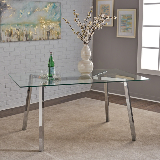GDF Studio Verna Tempered Glass Dining Table - Contemporary - Dining ...
