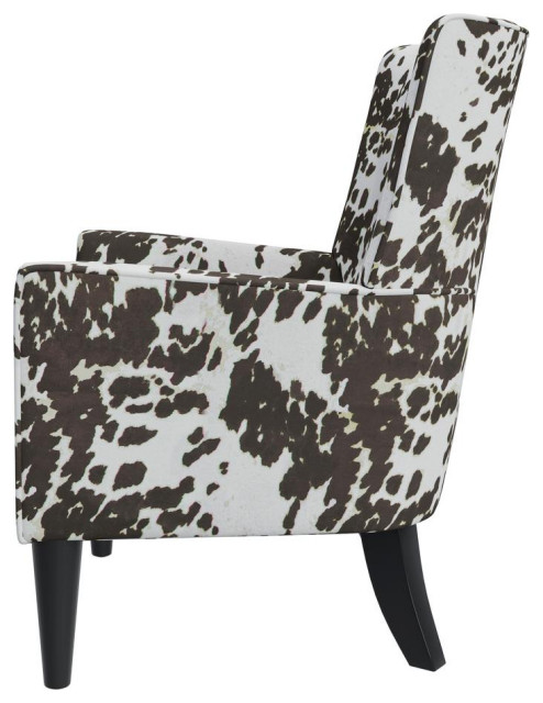 Shelter High Back Wingback Chair in Velvet Brown Cow Print ...