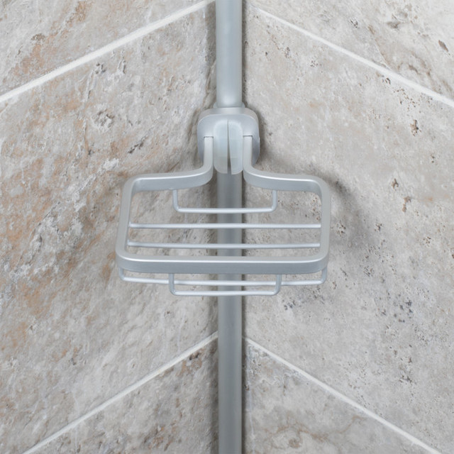 Aluminum Tension Pole Caddy With Bamboo - Modern - Shower Caddies - by ...