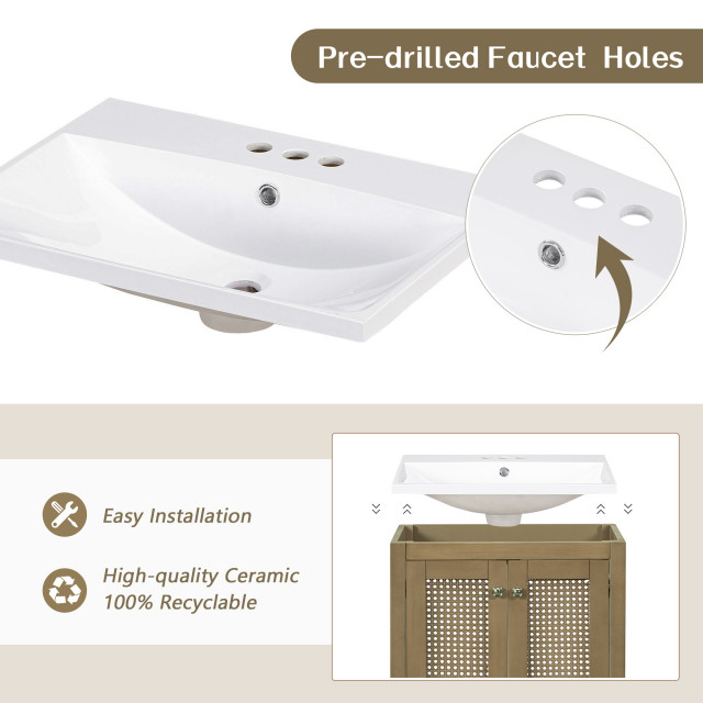 MDF Freestanding Bathroom Vanity Set with Drawer,Doors and Integrated ...