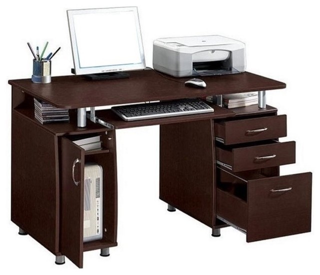 Pemberly Row 48" Transitional Wood Super Storage Computer Desk in ...