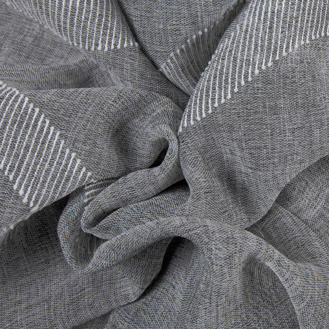 Vega Charcoal Patterned Linen Sheer Fabric Sample, 4Wx4L, 4W x 4L ...