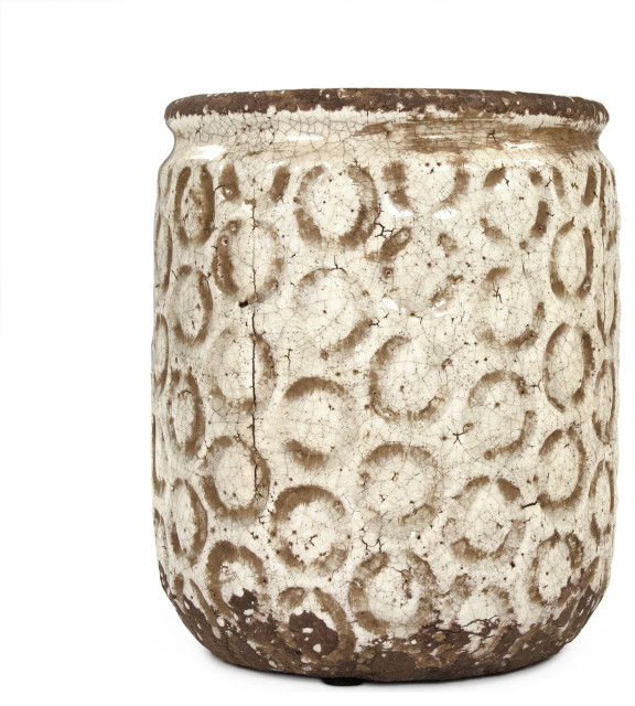 Distressed Off-White Vase Large - Farmhouse - Vases - by Hudson Home ...