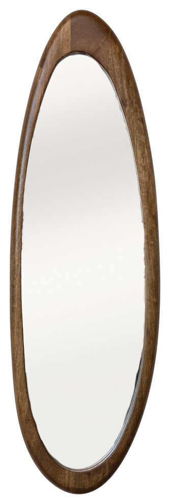 Oval Mango Wood Framed Wall Mirror, Natural - Transitional - Wall ...