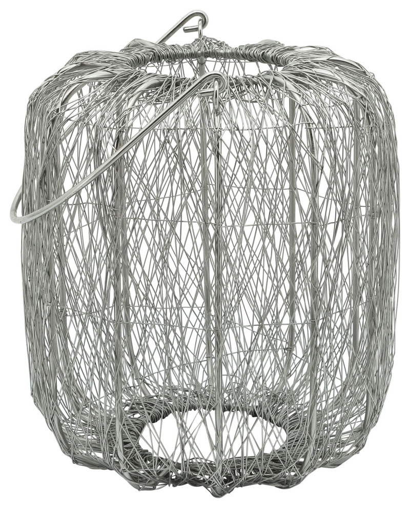 Metal, 10"h Wire Lantern, Silver - Contemporary - Candleholders - by ...