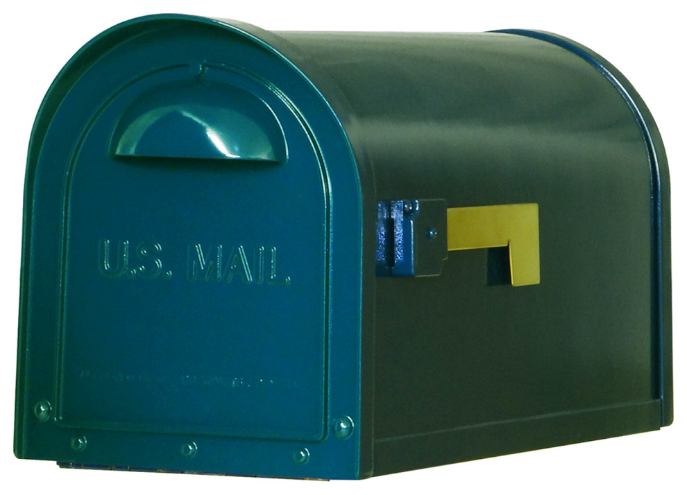 Mid Modern Dylan Curbside Mailbox, Blue - Contemporary - Mailboxes - by ...