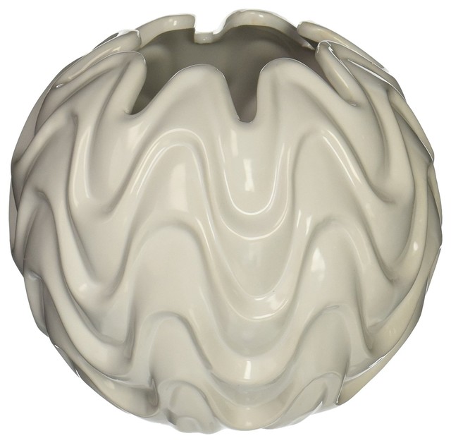Torre and Tagus Wavy Ball Vase Small, White - Contemporary - Vases - by ...
