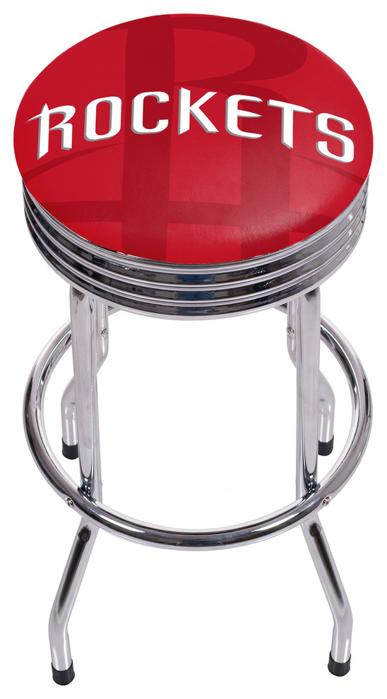 NBA Chrome Ribbed Bar Stool, Fade, Houston Rockets - Contemporary - Bar ...