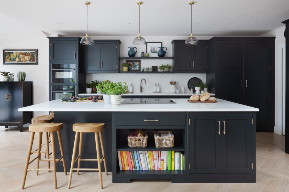 Balham Painted Shaker Kitchen & Media Area - Transitional - Kitchen ...