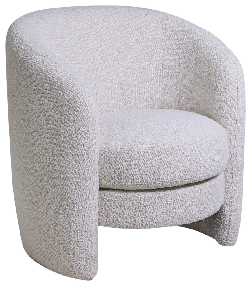 Barrel Arm Chair, Ivory, 32x31x33 inches - Midcentury - Armchairs And ...