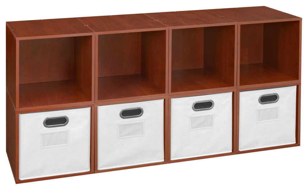 Niche Cubo Storage Set, 8 Cubes and 4 Canvas Bins, Cherry/White ...