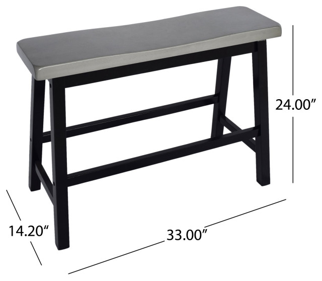 Pub Set, Rectangular Table With Rubberwood Chairs & Bench, Grey/Black ...