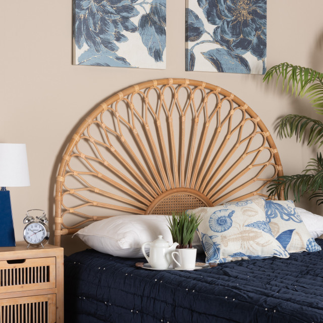 Perenna Modern Bohemian Natural Rattan King Size Standalone Headboard ...