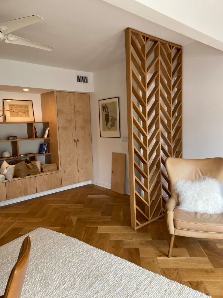 Custom-made library, and wood paneling - Contemporary - Home Office ...