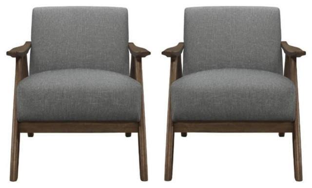 Home Square Fabric Upholstered Accent Chair in Dark Gray - Set of 2 ...
