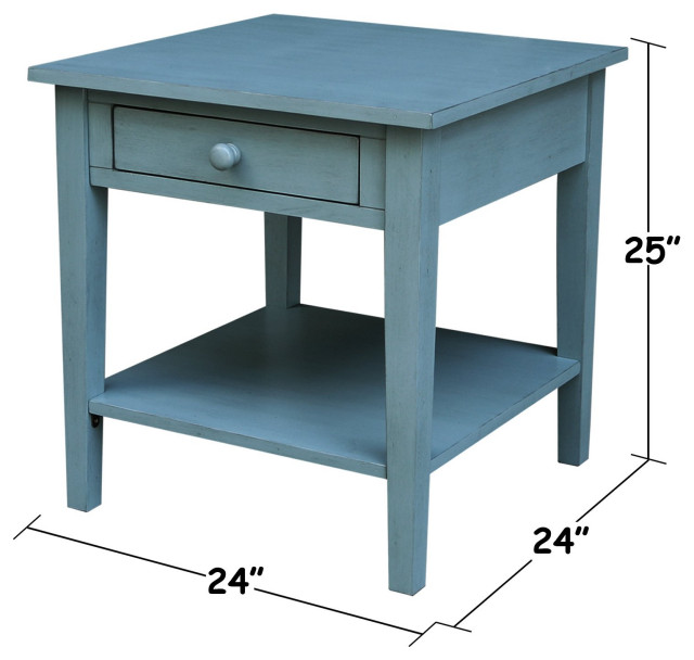 Classic End Table, Hardwood Frame & Drawer With Round Knobs ...