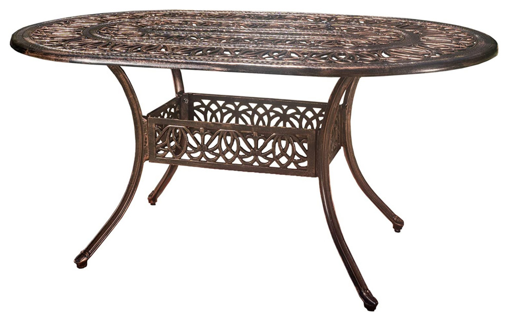 Elegant Outdoor Dining Table, Aluminum Frame With Oval Shaped Top ...