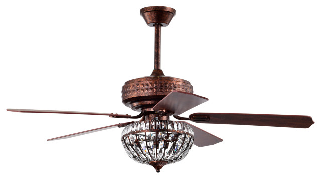 Violette 52 in. 3-Light Indoor Antique Copper Finish Ceiling Fan ...