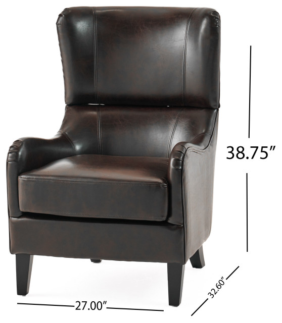 GDF Studio Ellery Brown Leather Club Chair - Transitional - Armchairs ...