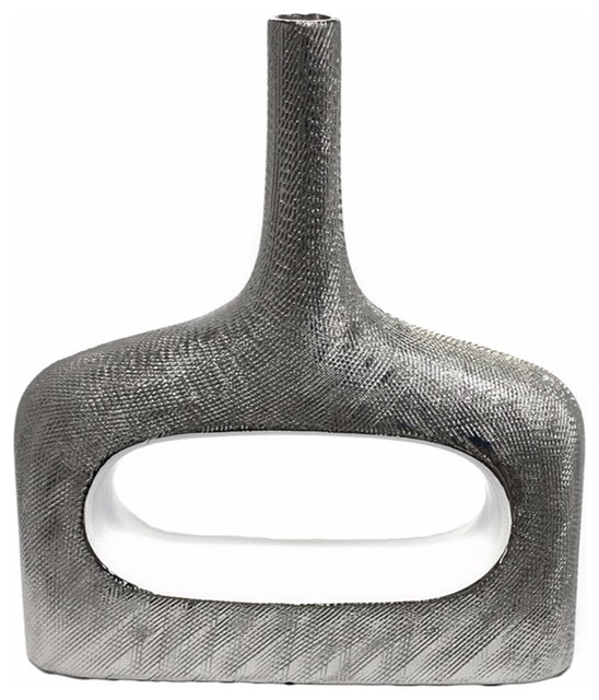 Beautiful Ceramic Square Opening Vase, Silver - Contemporary - Vases ...