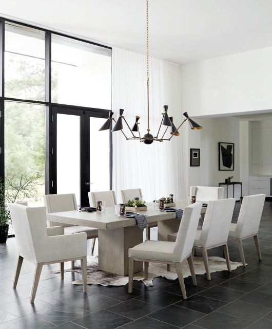 Bernhardt Linea 9-Piece Dining Set, Cerused Greige - Transitional ...